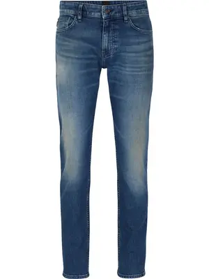 BOSS Cotton-blend Straight-leg Jeans - Blue
