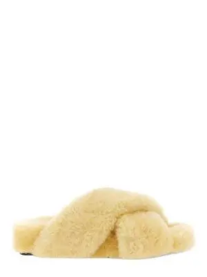 JIL SANDER Shearling Sandals - Powder