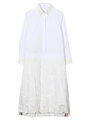 Thom Browne Pleated Bottom Shirtdress - White