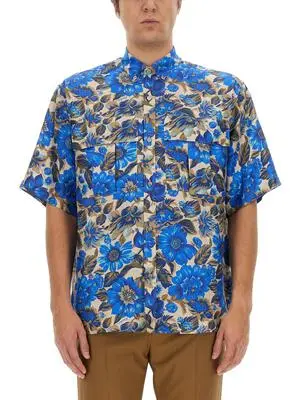 Moschino Blue Flowers Allover Print Shirt - Multicolour