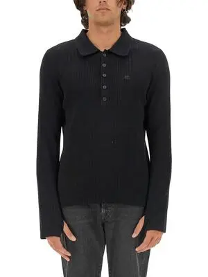 COURREGES Polo With Logo - Black