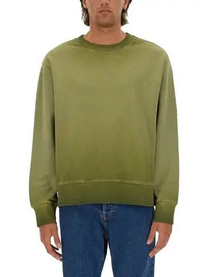 MSGM Regular Fit Washed Out Jersey Sweatshirt - Green