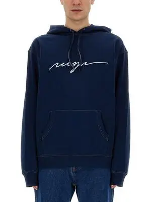 MSGM Oversized Sweatshirt With Logo - Blue