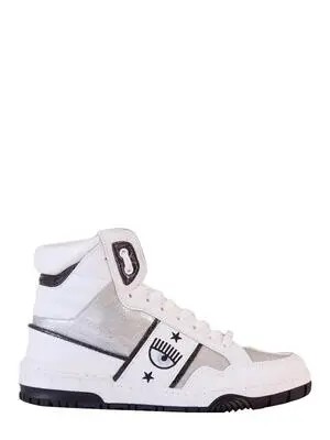 CHIARA FERRAGNI Logomania High Top Sneakers - Silver