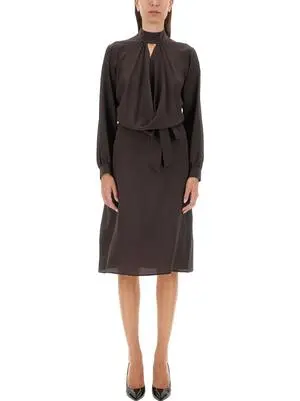 Kiton Silk Regular Fit Dress - Dark Brown