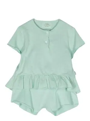 TEDDY & MINOU Ruffled T-shirt And Shorts Set - Azure