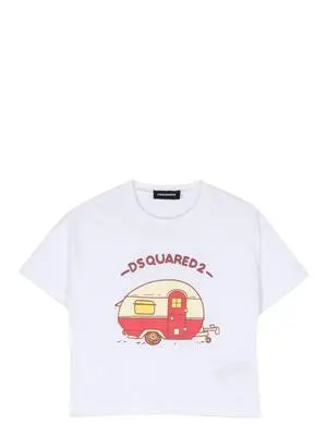 Dsquared2 Printed Crop T-shirt - White