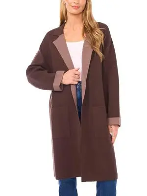 Halogen Open Front Coat - Deep Coffee