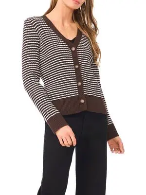 Halogen Stripe V-neck Cardigan - Delicioso