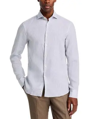 Canali Linen Sport Shirt Light Grey