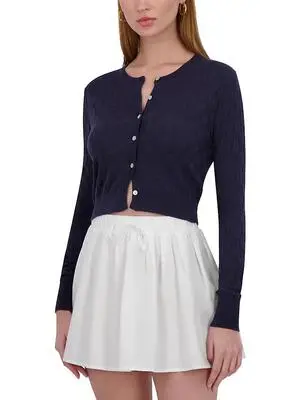 POINT Checker Knit Cardigan Navy