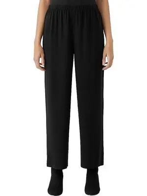Eileen Fisher Silk Ankle Pants - Black
