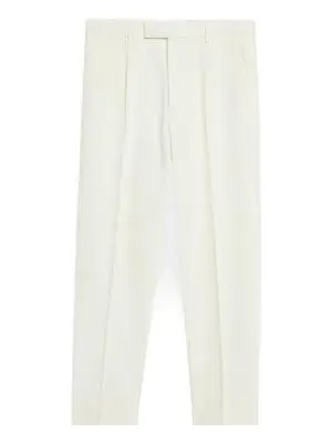 Zegna Pleated Cotton-wool Trousers - Wht Sld