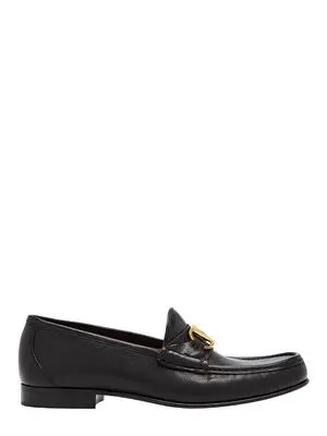 Valentino Garavani Vlogo Medallion Leather Loafers Nero