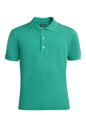 TOM FORD Lyocell Pique Polo Shirt Clover Gre