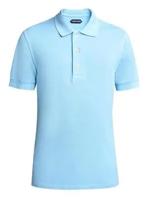 TOM FORD Lyocell Pique Polo Shirt Turquoise