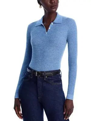 Guest In Residence Cashmere Polo Neck Sweater - Heather Blue