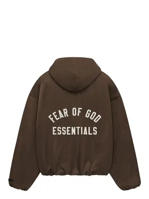 Fear Of God Essentials Textured Nylon Hooded Bomber Jacket - Brown