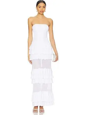 Superdown Strapless Tiered Ruffle Maxi Dress - White