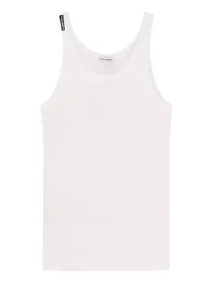 Dolce & Gabbana Ribbed Cotton Tank Top - White