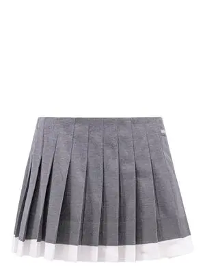 Miu Miu Recycled Silk Pleated Skirt - Grey