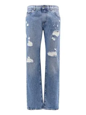 DOLCE & GABBANA Cotton Jeans With Ripped Detail