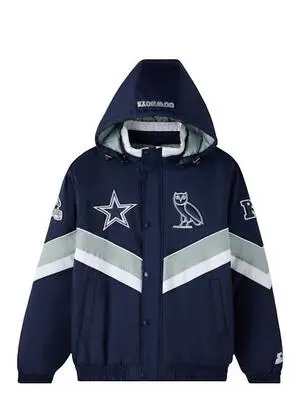 OVO X Nfl Dallas Cowboys Starter Sideline Puffer Jacket - Navy Blue