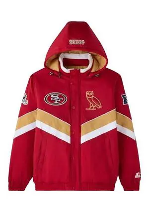 OVO X Nfl San Francisco 49ers Starter Sideline Puffer Jacket - Red