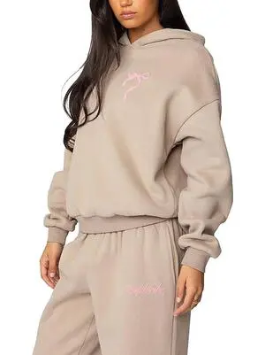 EDIKTED Edikted Sasha Bow Detail Hoodie Beige