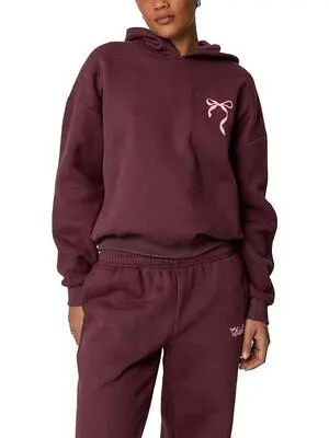 EDIKTED Edikted Sasha Bow Detail Hoodie Burgundy