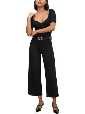 Good American Good Waist Palazzo Cropped Jeans - Black