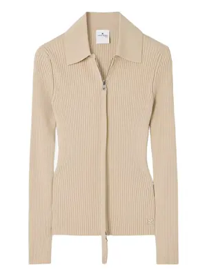 COURREGES COURREGES Ribbed-knit Cardigan Neutral