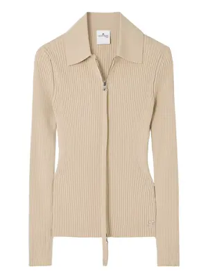 COURREGES COURREGES Ribbed-knit Cardigan Neutrals