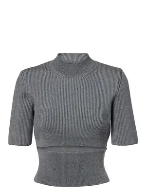 Alaïa Ribbed Wool-blend Top - Grey