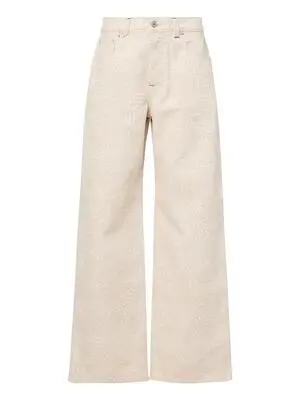 Jacquemus Croc-effect Wide-leg Jeans - Beige