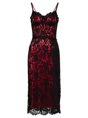 Dolce & Gabbana Floral Lace Slip Dress - Black