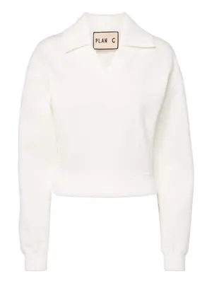 Plan C Cotton-blend Sweater - White