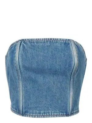 Wardrobe.NYC Denim Tube Top - Blue