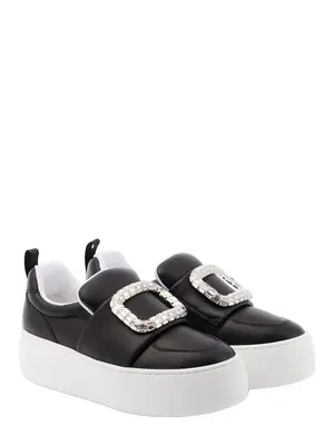 ROGER VIVIER Puffy Choc Leather Platform Sneakers - Black