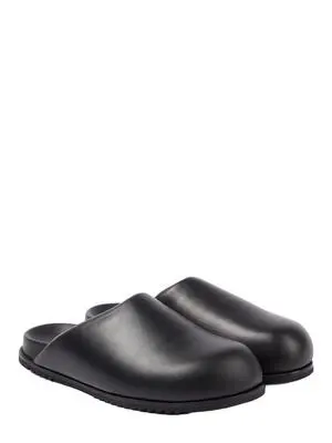 Rick Owens Granola Leather Mules Black