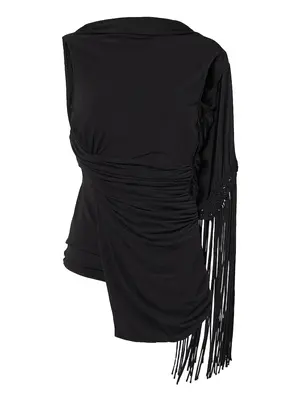 Faithfull The Brand Laon Draped Top With Macramé Trim - Black