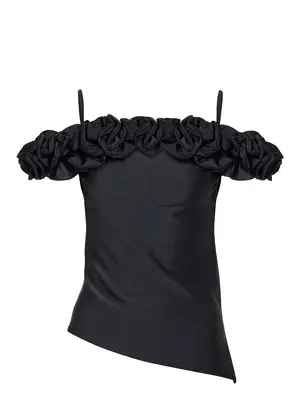Coperni Ruffled Off-shoulder Top - Black