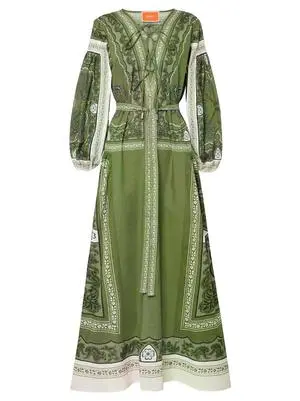 La DoubleJ Viviana Printed Cotton Muslin Maxi Dress - Green
