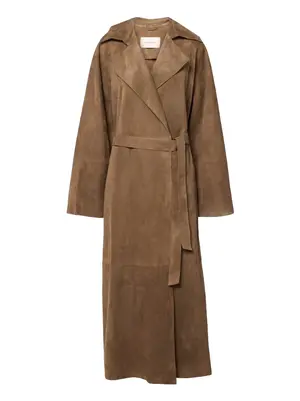 Magda Butrym Suede Wrap Coat - Brown