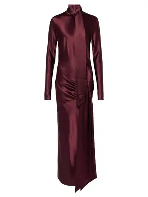 Galvan Emilie Tie-neck Maxi Dress - Burgundy