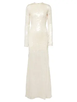 David Koma Sequined Gown - White