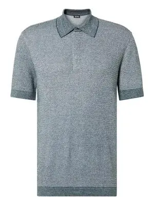 Zegna Cotton, Linen, And Silk Polo Shirt - Blue