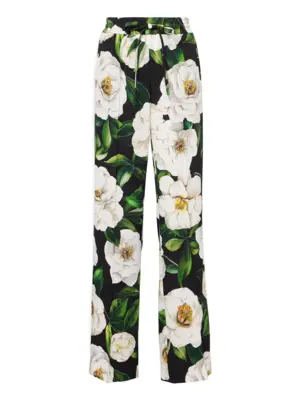 Dolce & Gabbana Floral Silk-blend Pajama Pants - Green