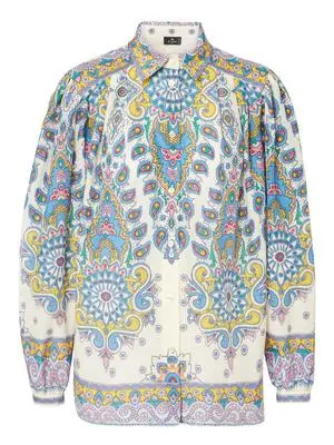 Etro Paisley Cotton And Silk Shirt - Blue