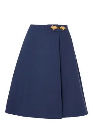 Valentino Garavani Virgin Wool Crêpe Midi Skirt - Blue